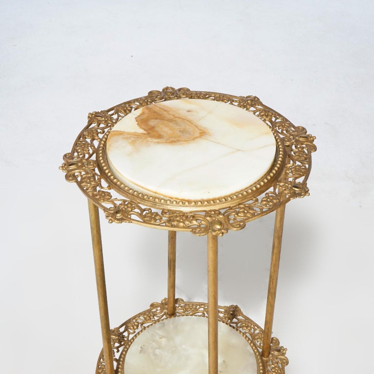Antique Victorian Gilt Metal and Onyx Two Tiered Stand Circa 1890 For ...