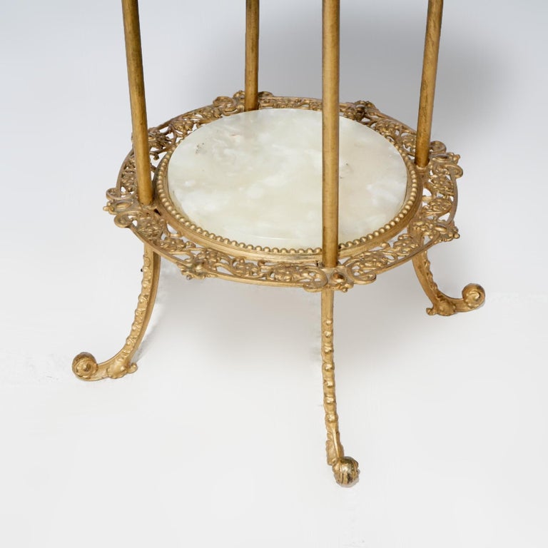 Antique Victorian Gilt Metal and Onyx Two Tiered Stand Circa 1890 For ...
