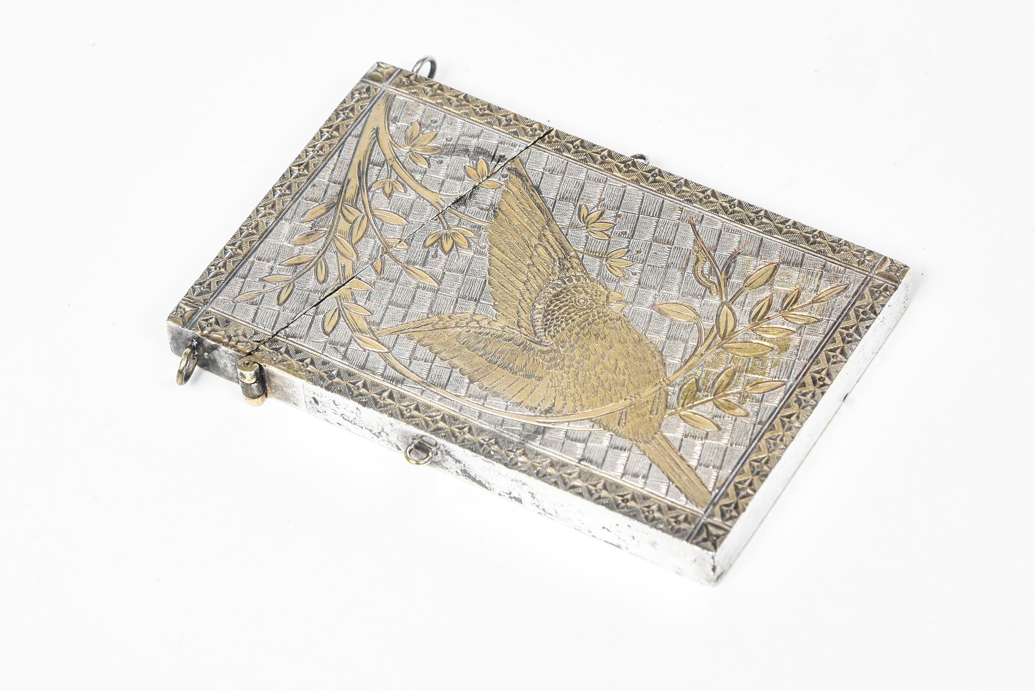 Antique Victorian Gilt Silver Plate Calling Card Holder For Sale at 1stDibs