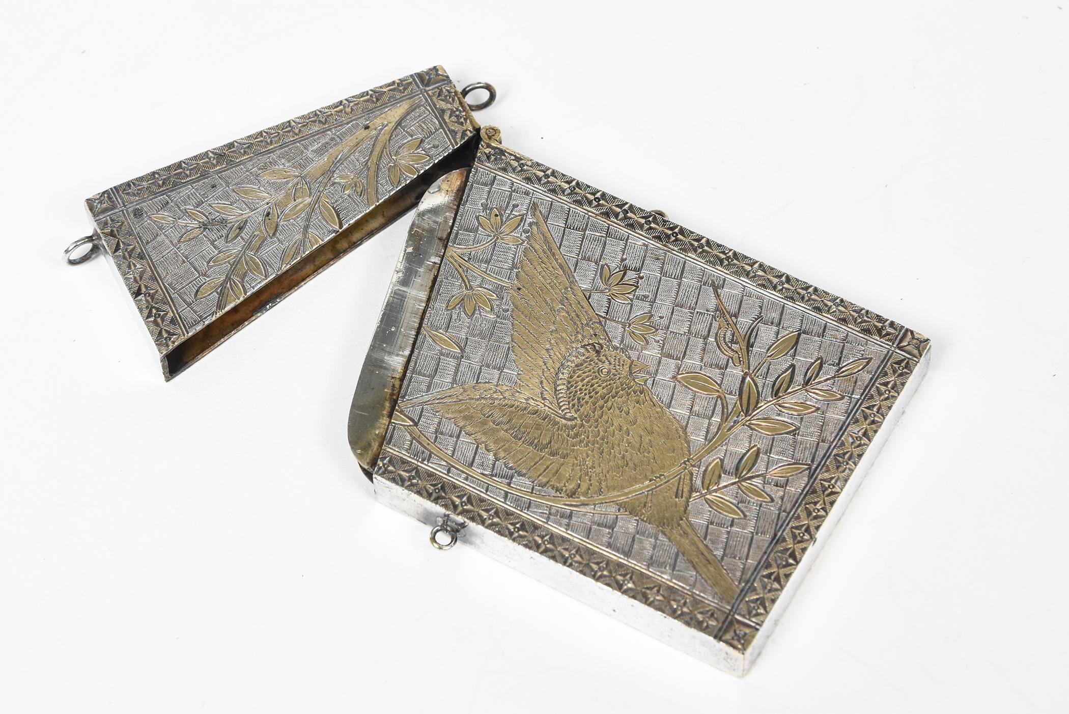 Antique Victorian Gilt Silver Plate Calling Card Holder For Sale at 1stDibs