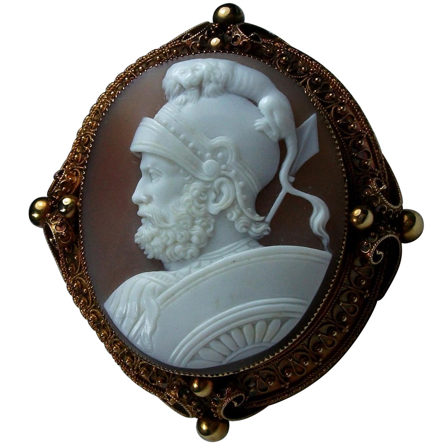 Antique Victorian God Mars Shell Cameo Pendant Brooch at 1stDibs ...