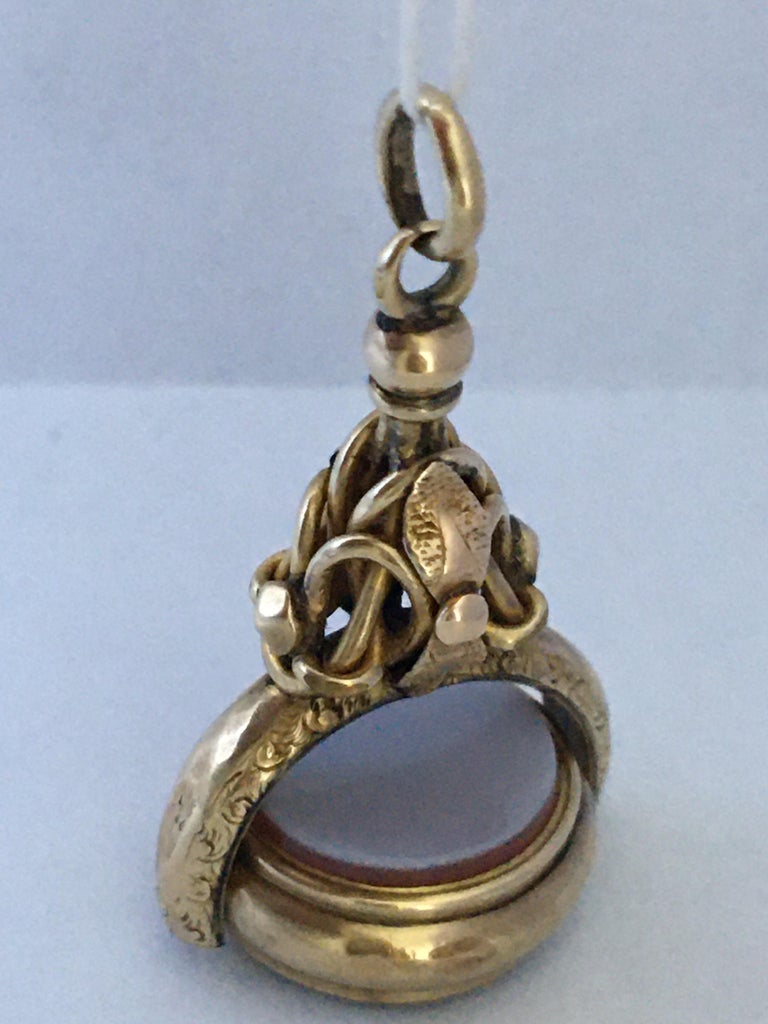 Antique Victorian Gold Bloodstone and Sardonyx Swivel Fob / Pendant at ...