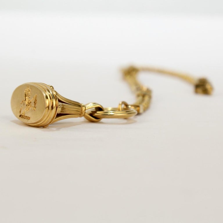 Antique Victorian Gold and Enamel Watch Chain with Slides and a Fob ...