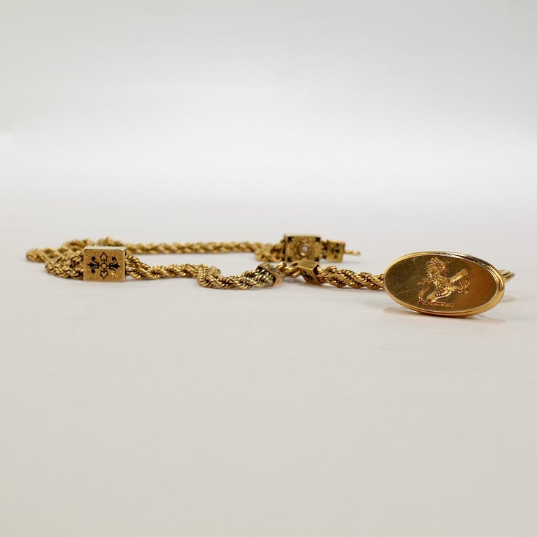 Antique Victorian Gold and Enamel Watch Chain with Slides and a Fob ...