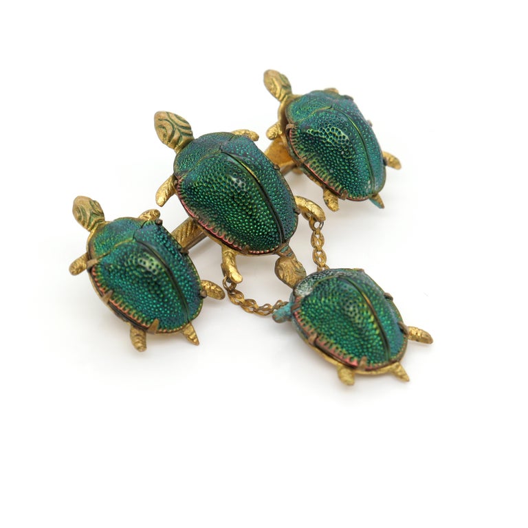 Antique Victorian Gold Filled Turtles Brooch with Egyptian Scarab ...