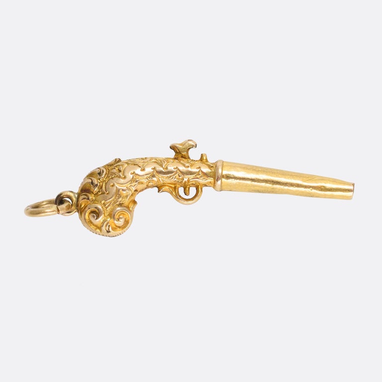 Antique Victorian Gold Flintlock Pistol Pendant at 1stDibs