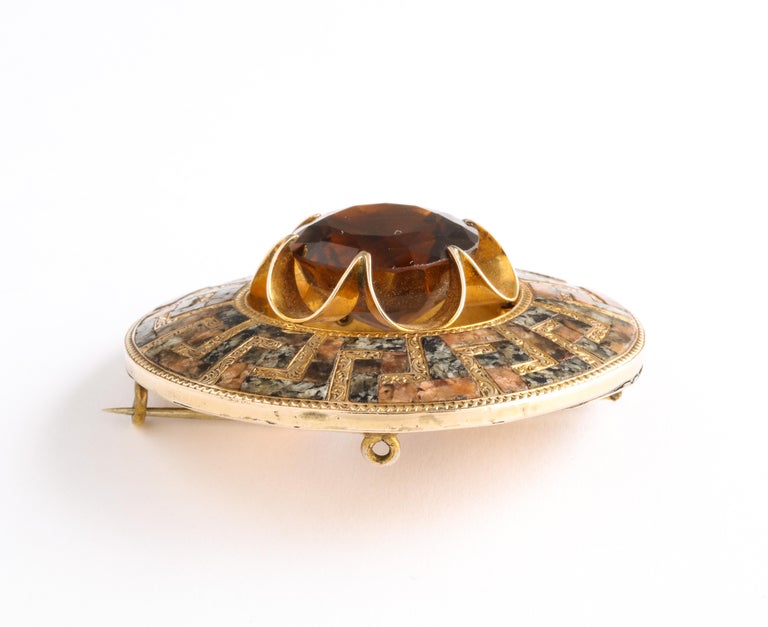 Antique Victorian Gold Greek Key Scottish Brooch For Sale at 1stDibs