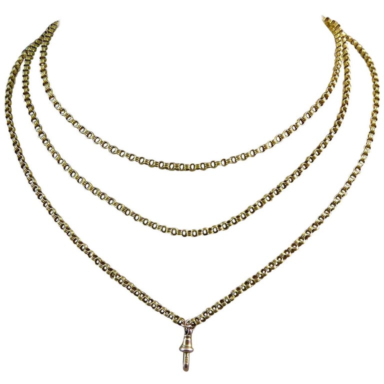 Antique Victorian Gold Long Guard Chain, Circa 1880s at 1stDibs