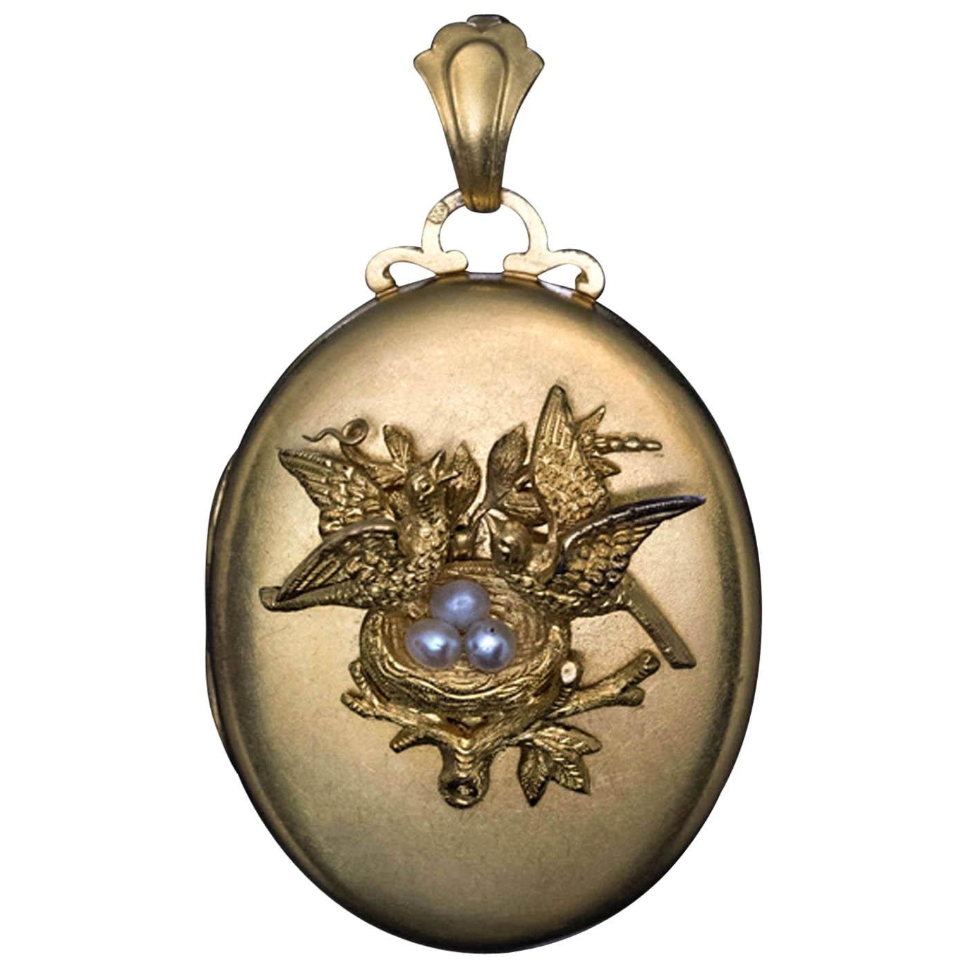 Antique Victorian Gold Pearl Locket Pendant at 1stDibs | victorian gold ...