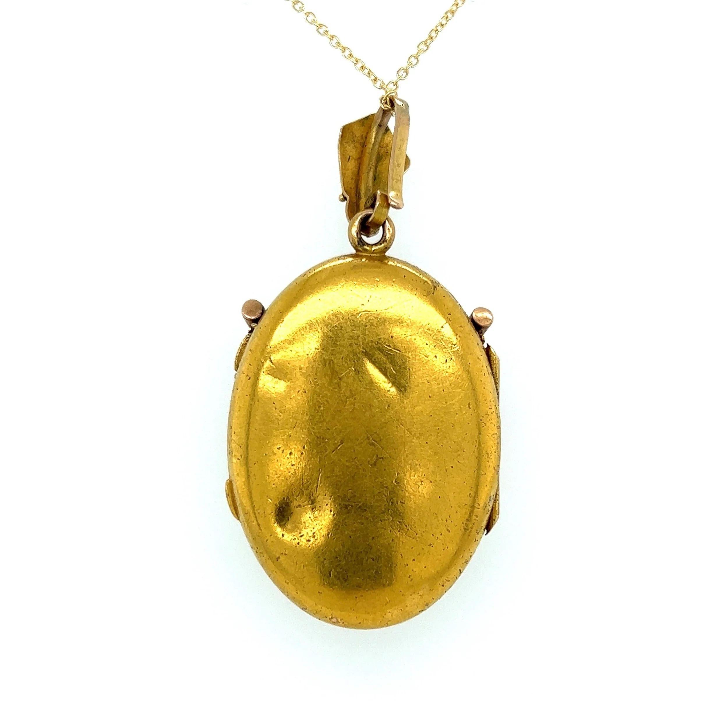 Antique Victorian Gold Photo Locket and Chain Vintage Pendant Necklace ...