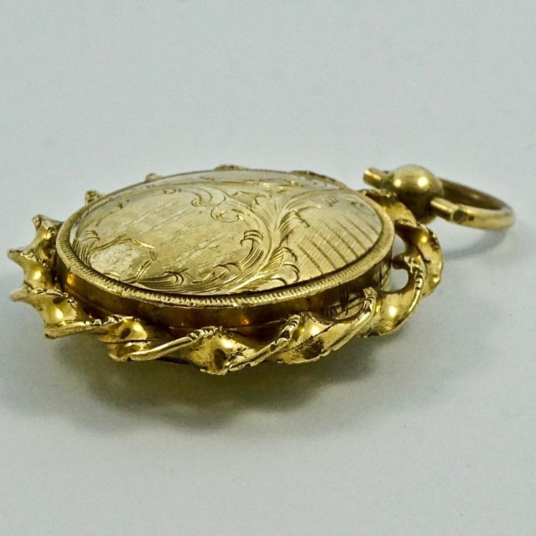 Antique Victorian Gold Plated Hand Engraved Locket For Sale at 1stDibs