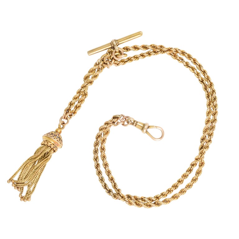 Antique Victorian Gold Tassel Albertina Chain at 1stDibs