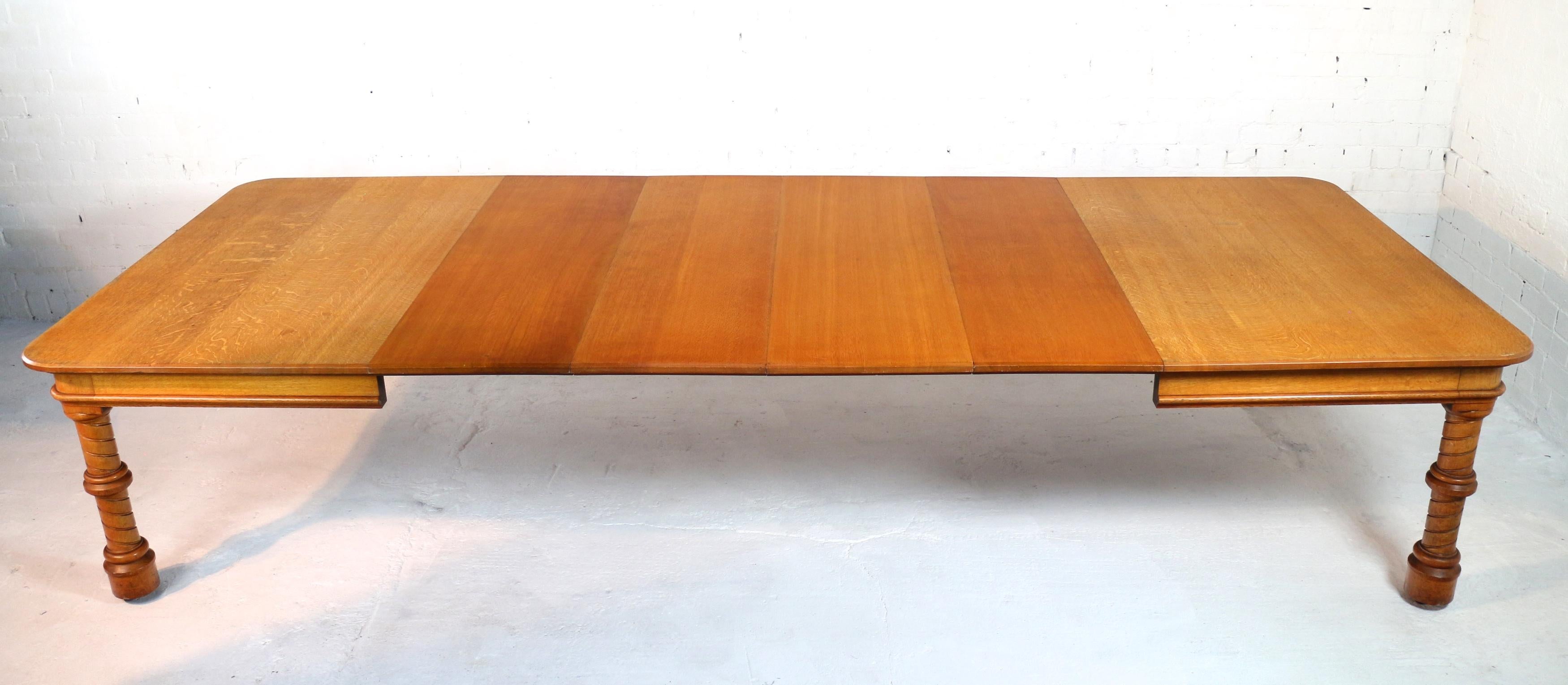 Antique Victorian Golden Oak Extending Dining Table and Leaf Holder at ...