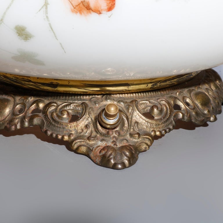 Antique Victorian Gone with the Wind Parlor Lamp, Fall Foliage ...