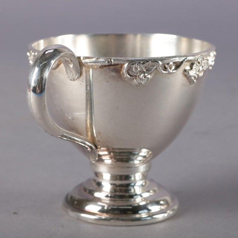 Antique Victorian Grape and Leaf Silverplate Punch Bowl and Cup Set by ...