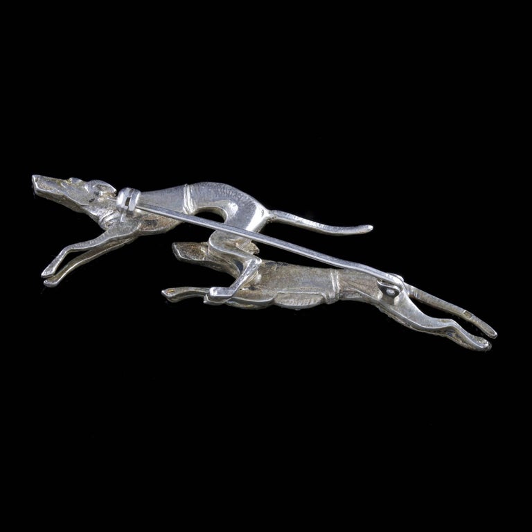 Antique Victorian Greyhound Brooch Silver, circa 1900 at 1stDibs
