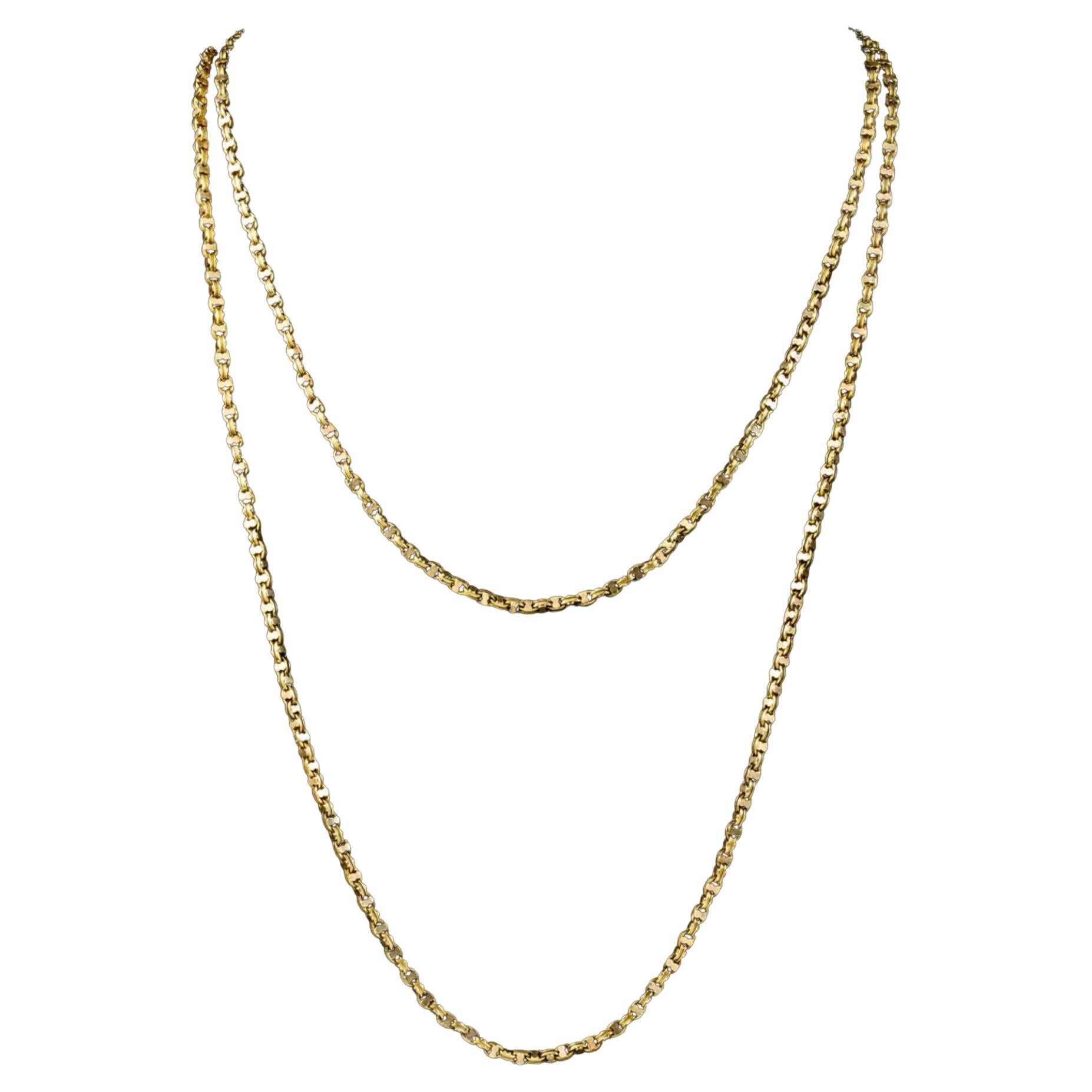 Antique Victorian French Long Chain Silver in 18 Carat Gold Gilt For ...