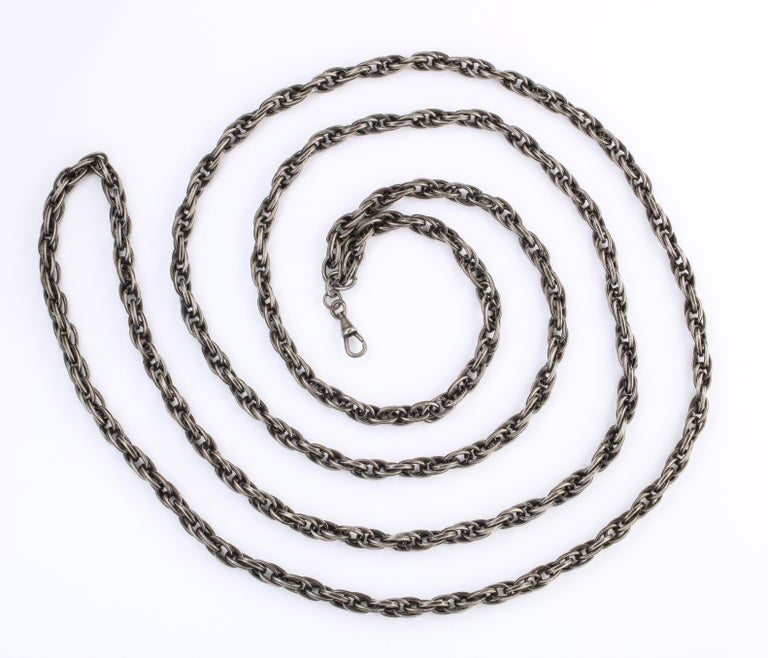 Antique Victorian Gunmetal Long Chain is Suffragette Jewelry For Sale ...