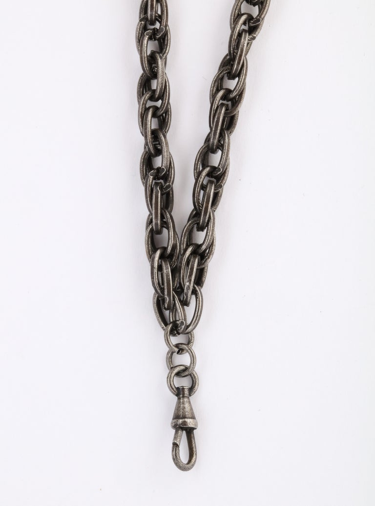 Antique Victorian Gunmetal Long Chain is Suffragette Jewelry For Sale ...