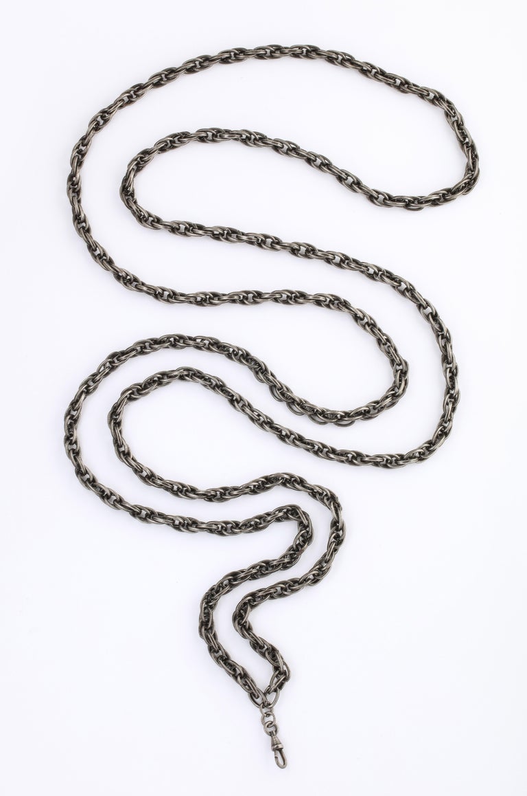 Antique Victorian Gunmetal Long Chain is Suffragette Jewelry For Sale ...