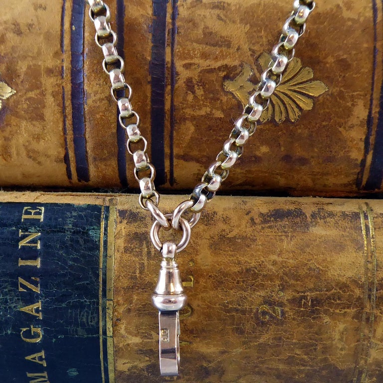Antique Victorian Half Muff Chain, Rose Gold Faceted Belcher Links at ...