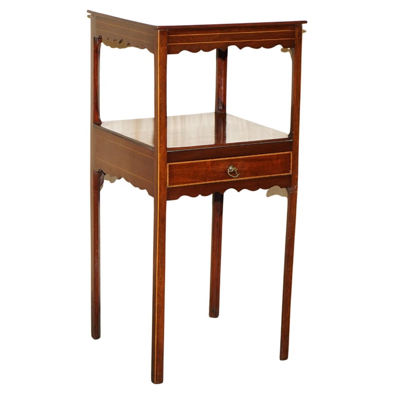 Antique Victorian Hardwood Single Drawer Tall Lamp Twin Top Table ...