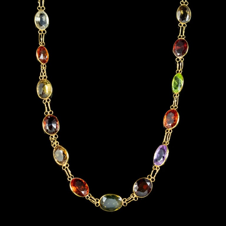 Antique Victorian Harlequin Gemstone Necklace, circa 1900 For Sale at ...