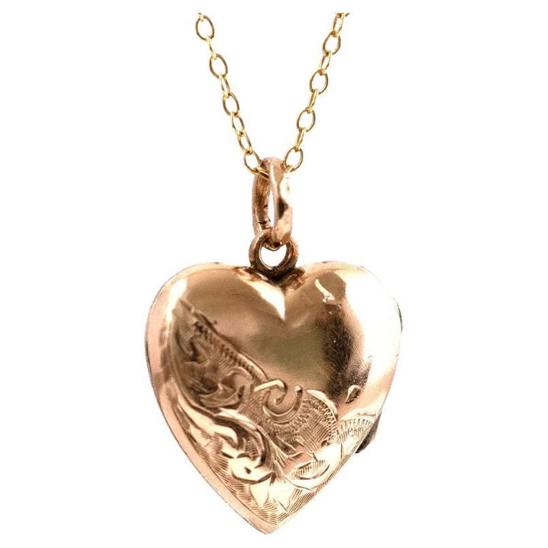 Antique Victorian Heart 9 Carat Gold Locket Necklace For Sale at 1stDibs
