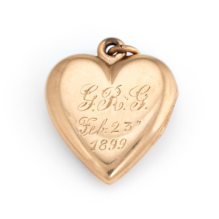 Antique Victorian Heart Locket c1899 Pendant 14k Rose Gold Hair Jewelry ...