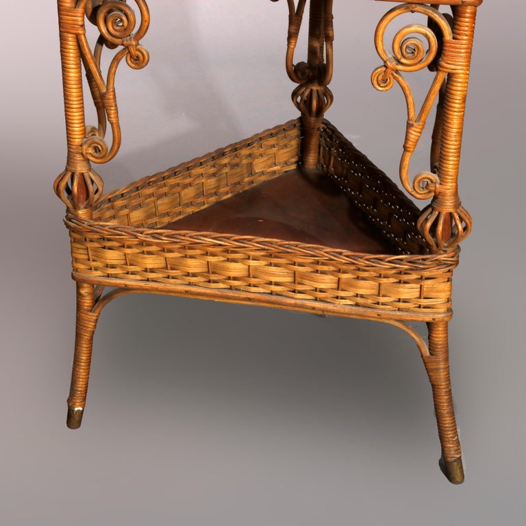 Antique Victorian Heywood Wakefield Wicker Corner Sewing Stand, circa ...