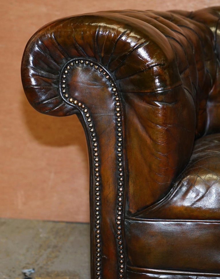 Antique Victorian Horse Hair Filled Chesterfield Cigar Brown Leather ...