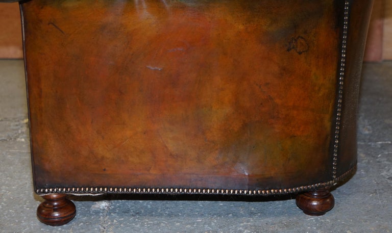 Antique Victorian Horse Hair Filled Chesterfield Cigar Brown Leather ...