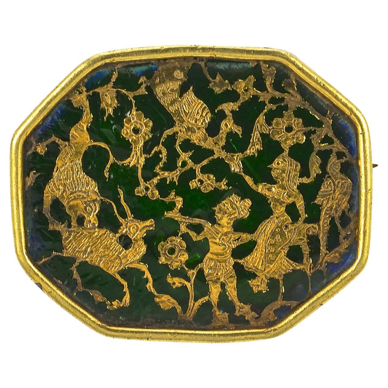 Rose and Yellow Gold "Grandel" Hunter Brooch with Diamonds and Canine ...