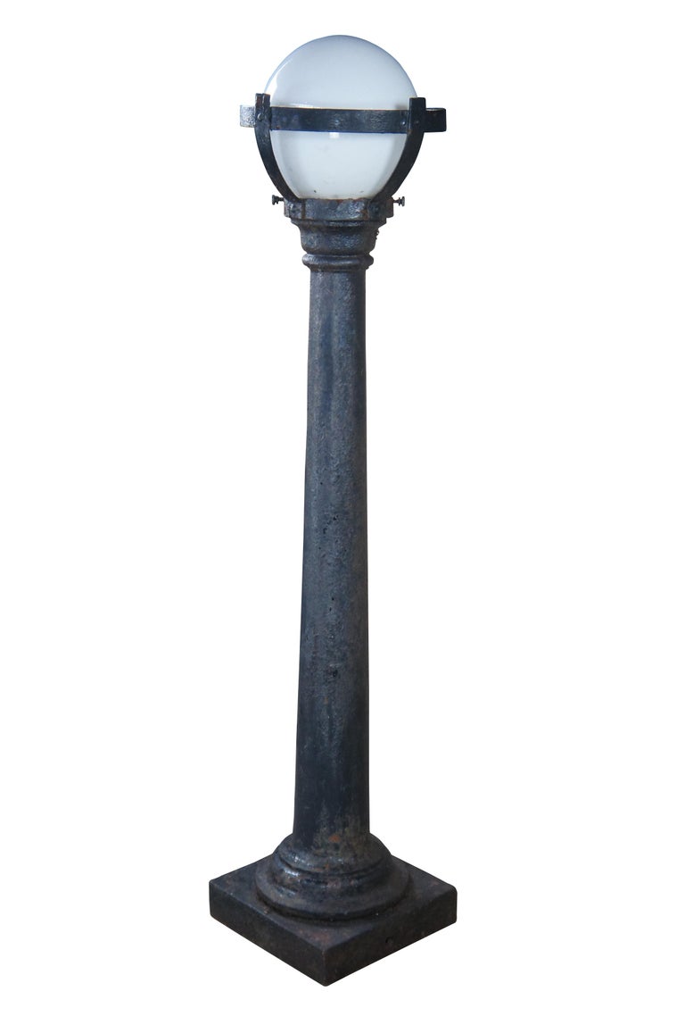 Antique Victorian Industrial Cast Iron Post Lamp Street Lantern Milk ...