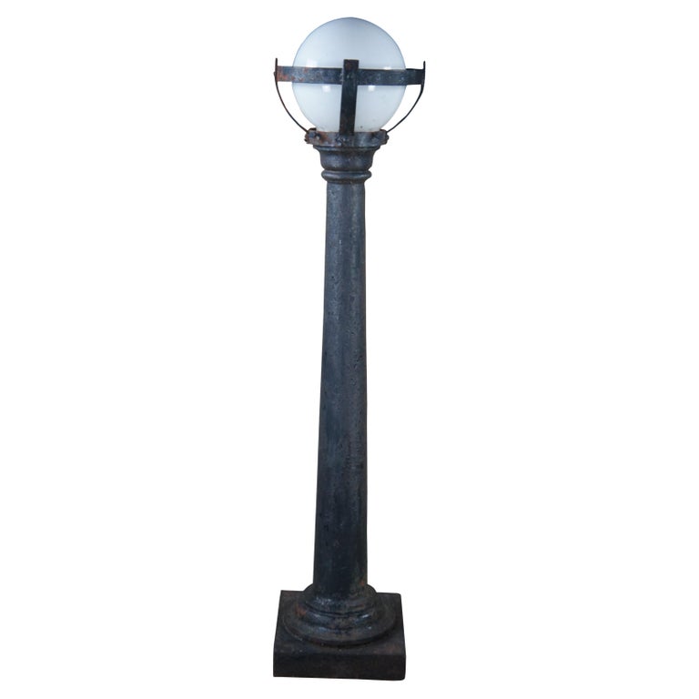 Antique Victorian Industrial Cast Iron Post Lamp Street Lantern Milk ...