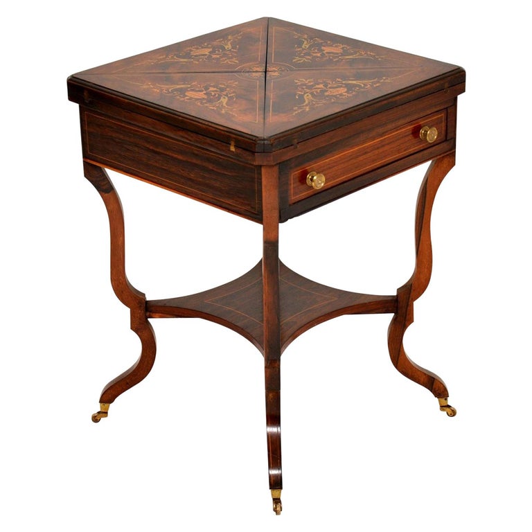 Antique Victorian Inlaid Envelope Card Table at 1stDibs