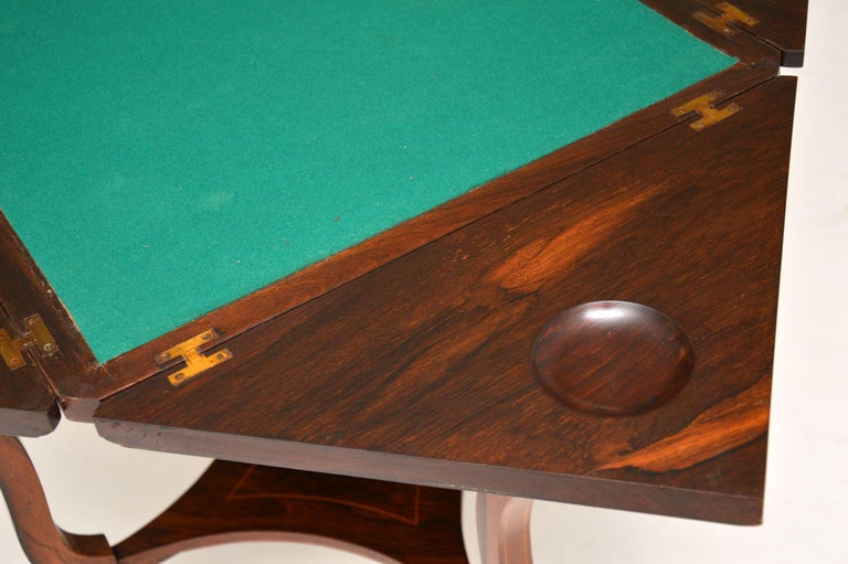 Antique Victorian Inlaid Rosewood Envelope Card Table at 1stDibs