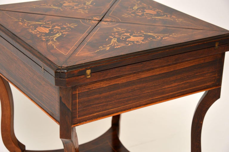 Antique Victorian Inlaid Rosewood Envelope Card Table at 1stDibs