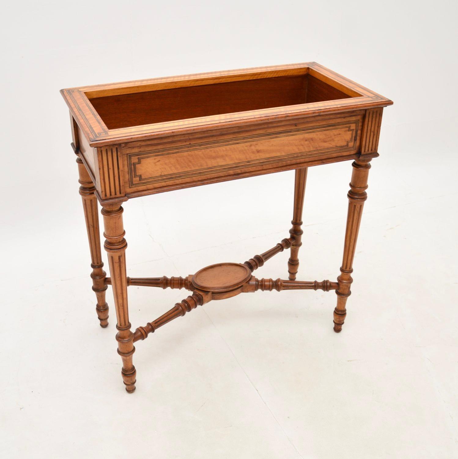 Antique Victorian Inlaid Satin Wood Plant Trough For Sale at 1stDibs