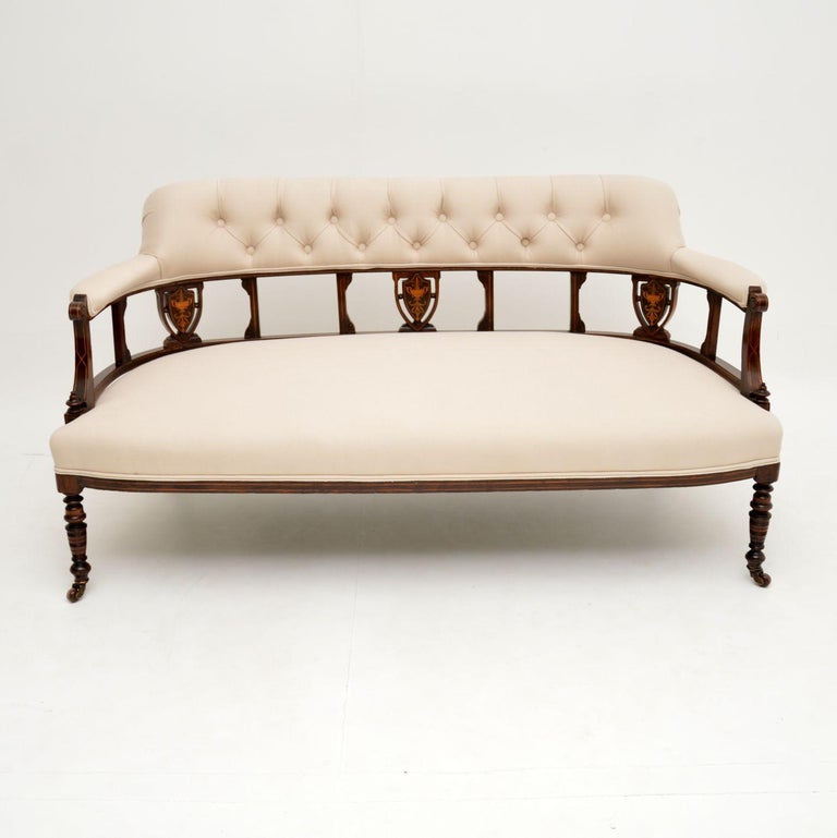 Antique Victorian Inlaid Wooden Settee at 1stDibs | antique victorian ...