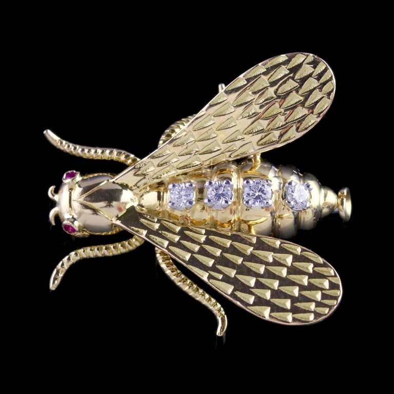 Antique Victorian Insect Brooch 18 Carat Gold Diamond, circa 1900 at ...