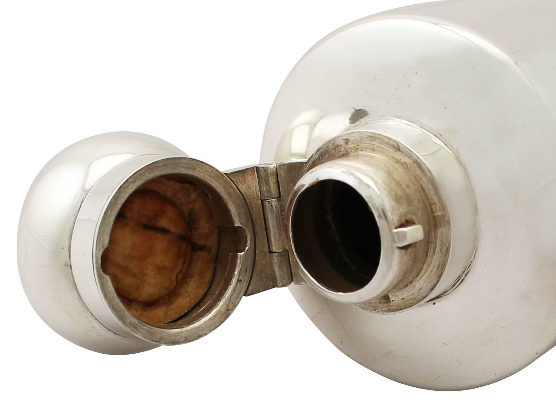 Antique Victorian Irish Sterling Silver Campaign Hip Flask with Leather ...