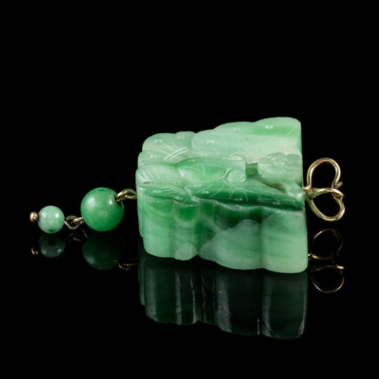 Antique Victorian Jade Butterfly Pendant 18 Carat Gold, circa 1900 For ...