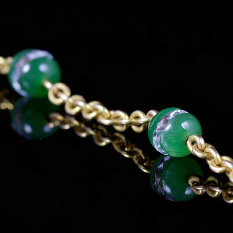 Antique Victorian Jade Crystal Bracelet 15 Carat Gold, circa 1880 For ...