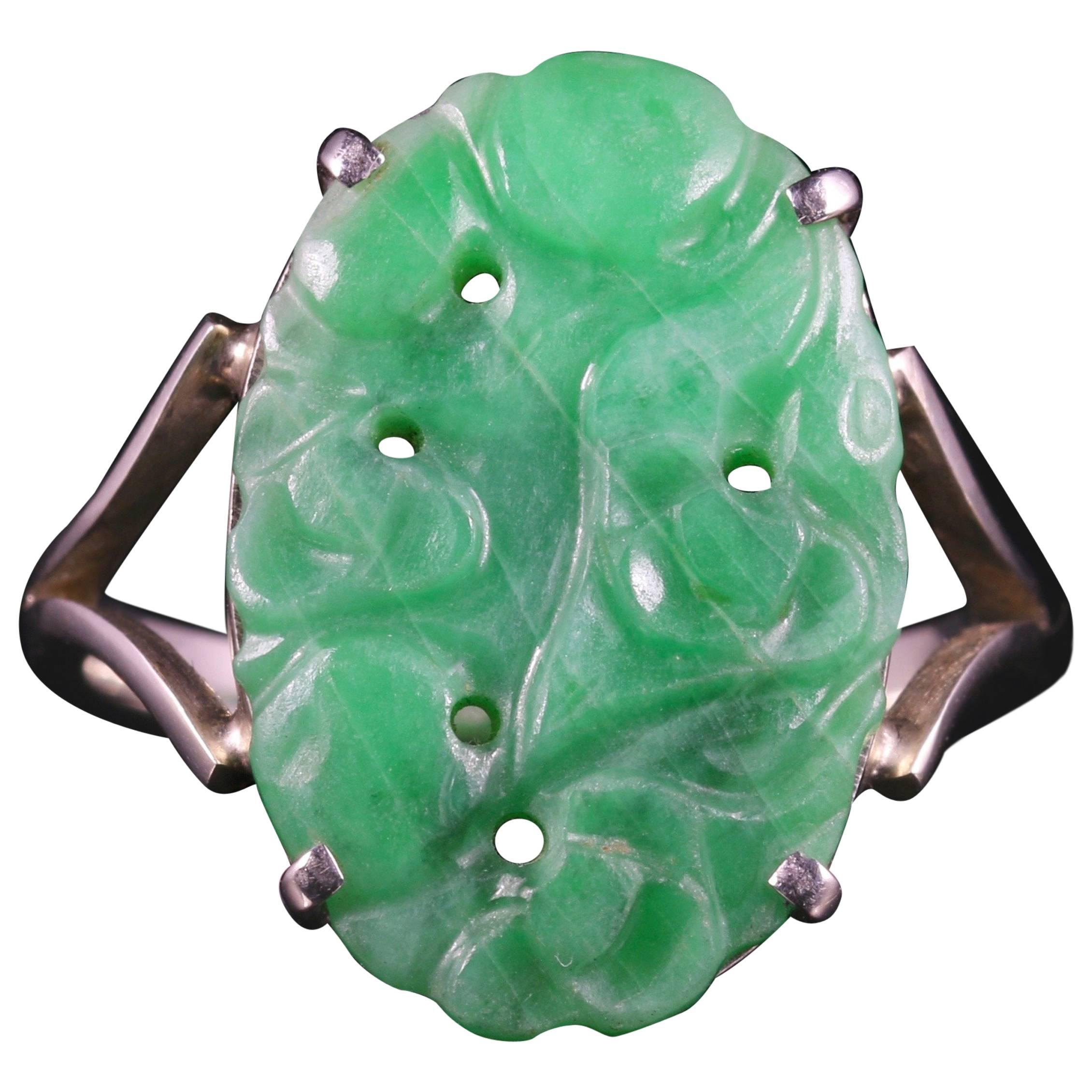 Antique Victorian Jade Ring Hand-Carved, circa 1900 at 1stDibs