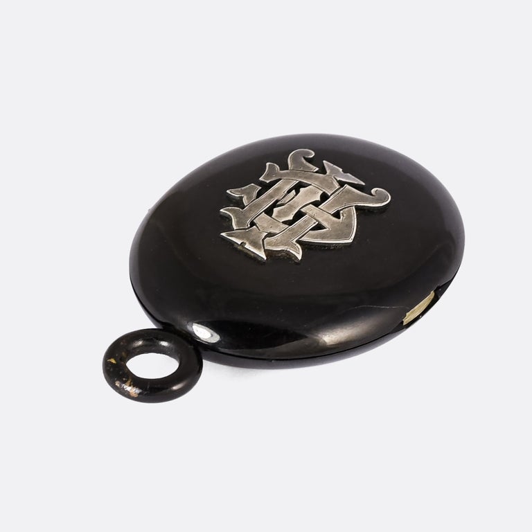 Antique Victorian Jet AEI Locket Pendant at 1stDibs