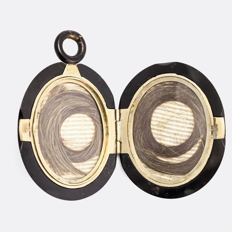 Antique Victorian Jet AEI Locket Pendant at 1stDibs