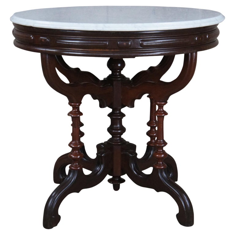 Antique Victorian JH Crane Round Mahogany Marble Parlor Center Entry ...