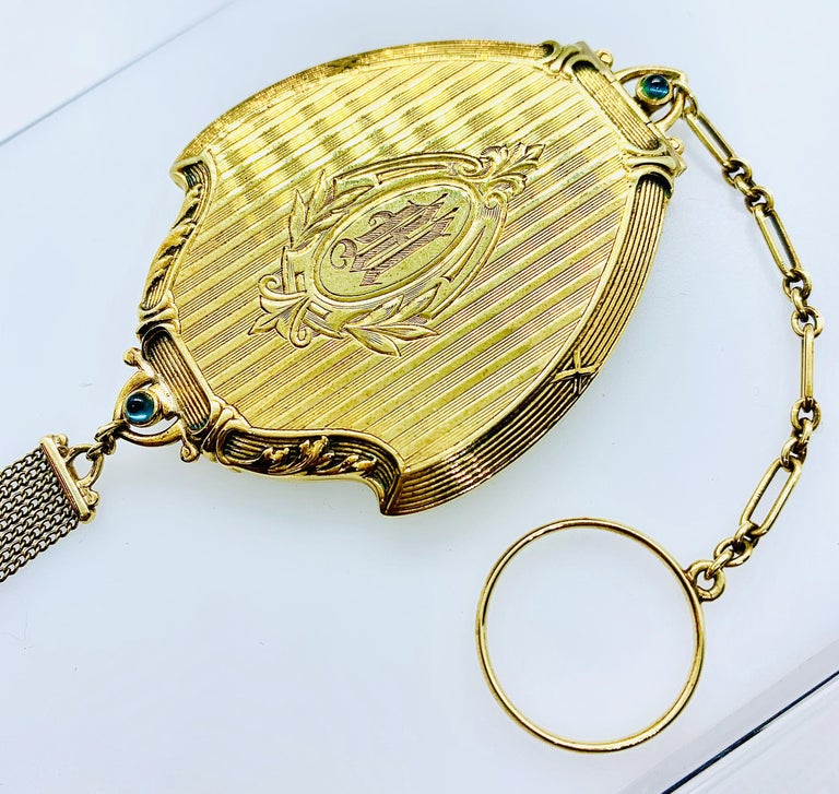 Antique Victorian Ladies Compact Mirror 14 Karat Gold Pearl and ...