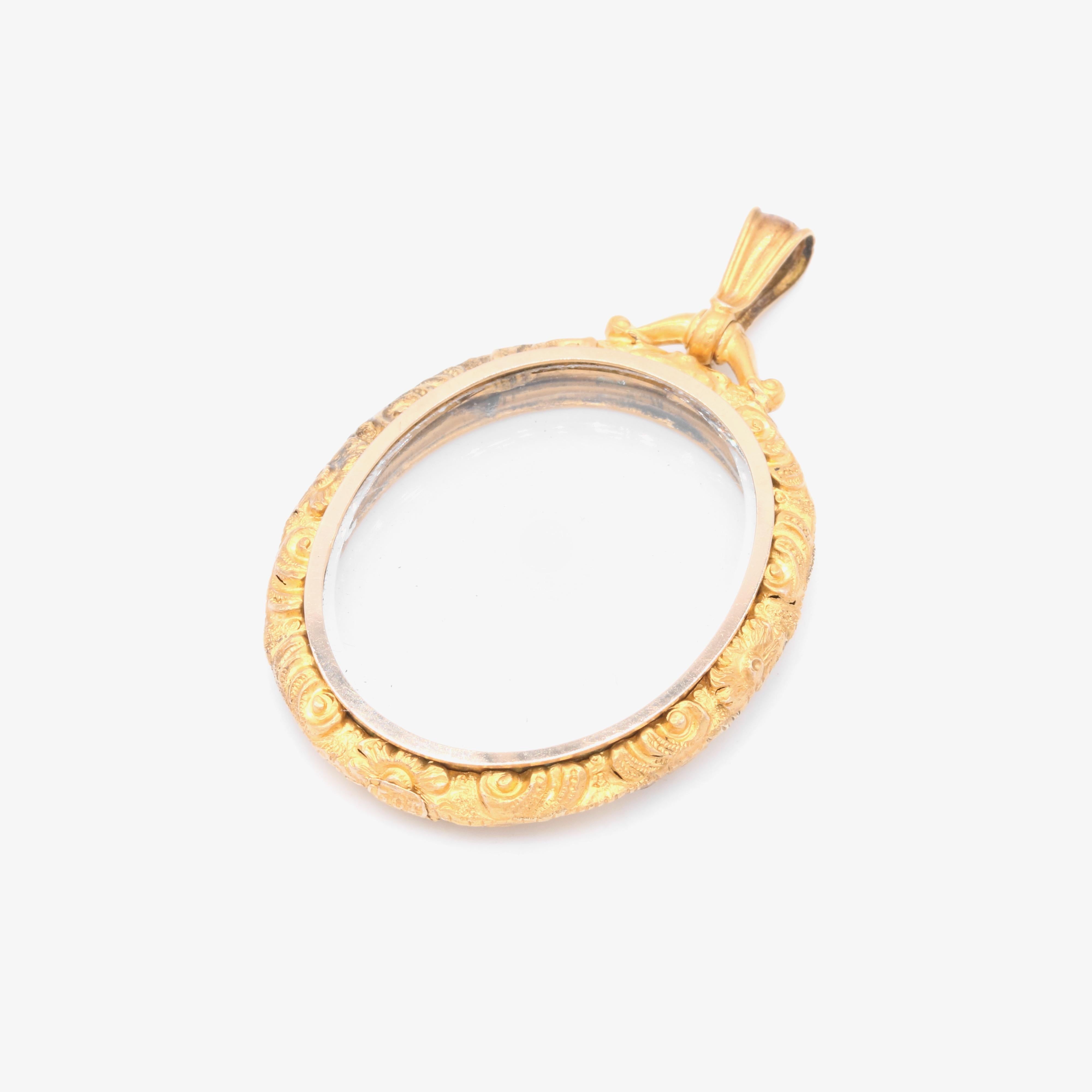 Antique Victorian Large 15K yellow Gold Floral Chased Oval Frame Locket ...